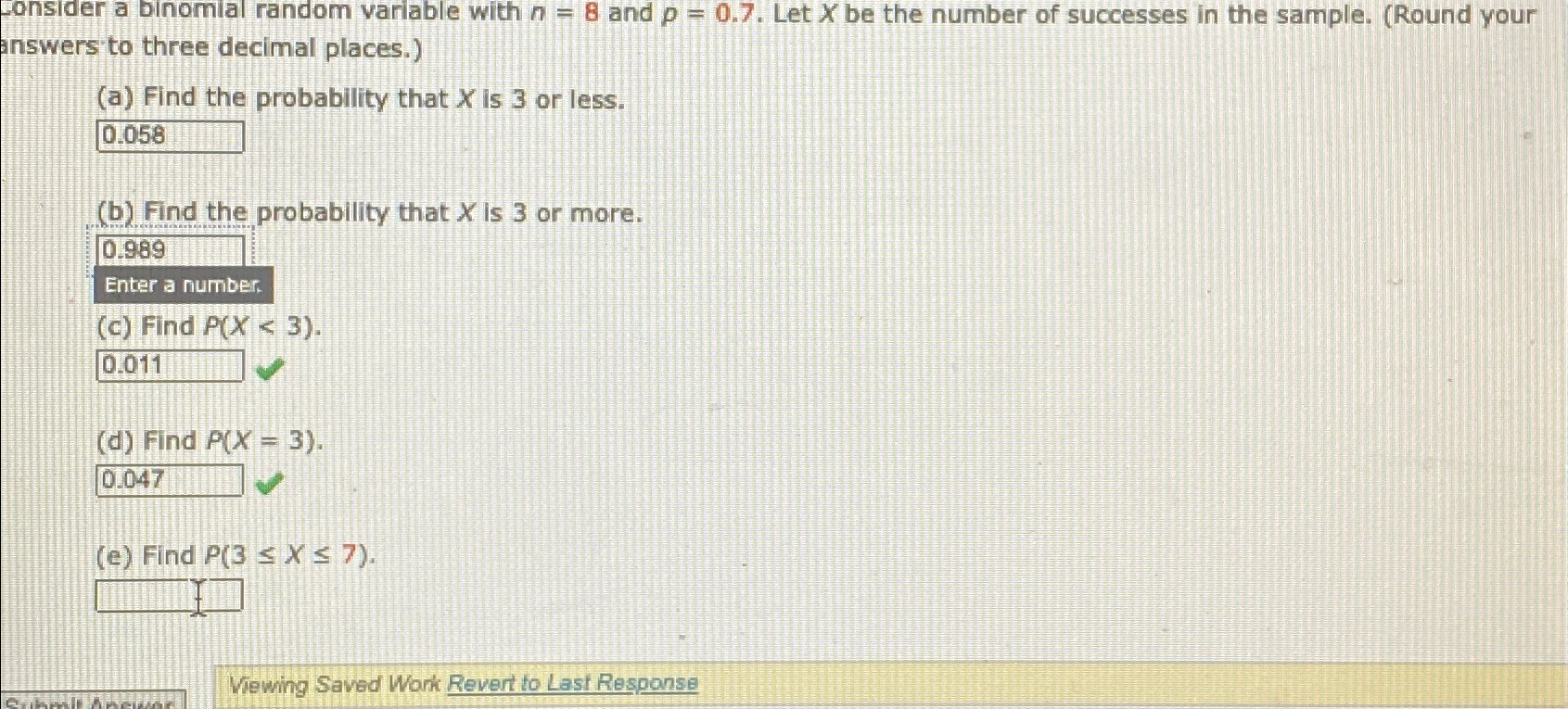 Solved Consider a binomlal random variable with n=8 ﻿and | Chegg.com