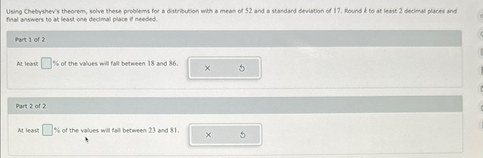 Solved Using Chebyshev's theorem, solve these problems for a | Chegg.com