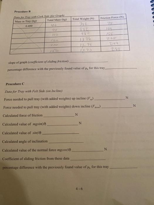 Experiment 4 - Friction Name Lab Day Lab Time | Chegg.com