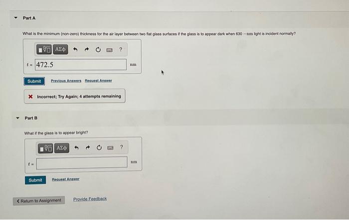 Solved X Incorrect; Try Again; 4 attempts remaining Part B | Chegg.com