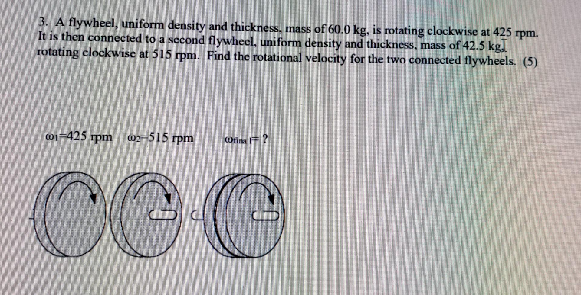 Solved 3. A flywheel, uniform density and thickness, mass of | Chegg.com