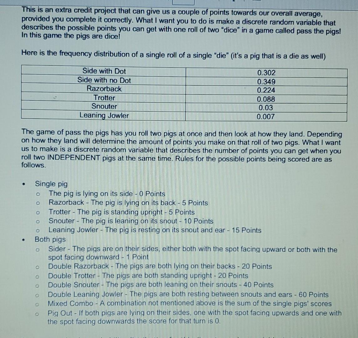 Solved This is an extra credit project that can give us a | Chegg.com