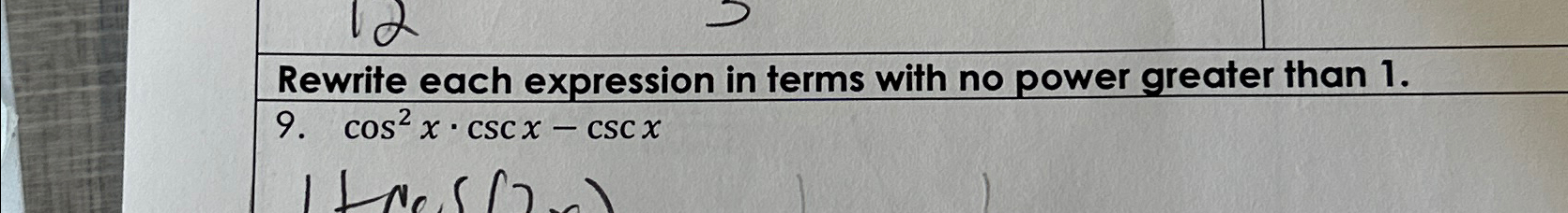 Solved Rewrite each expression in terms with no power | Chegg.com