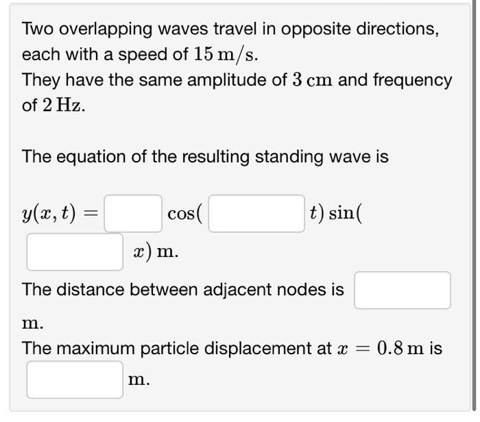 Solved Two overlapping waves travel in opposite directions, | Chegg.com