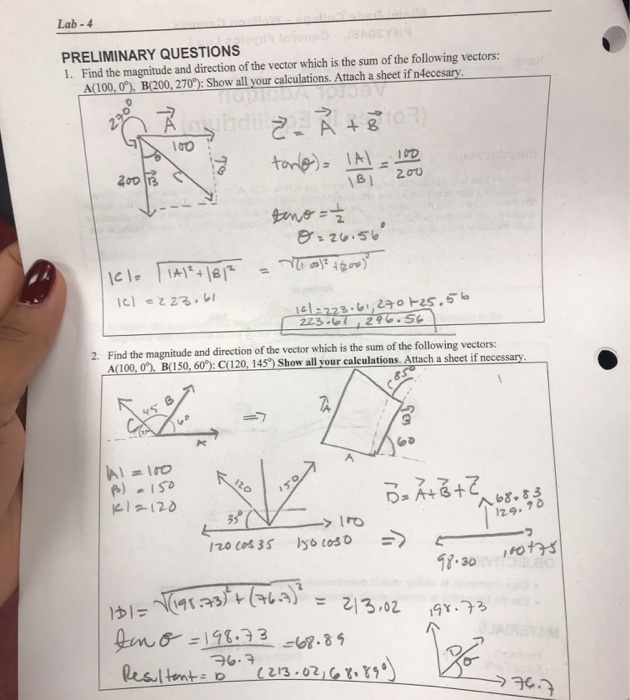 Vector Addition (Forces in Equilibrium) ANALYSIS 1. | Chegg.com