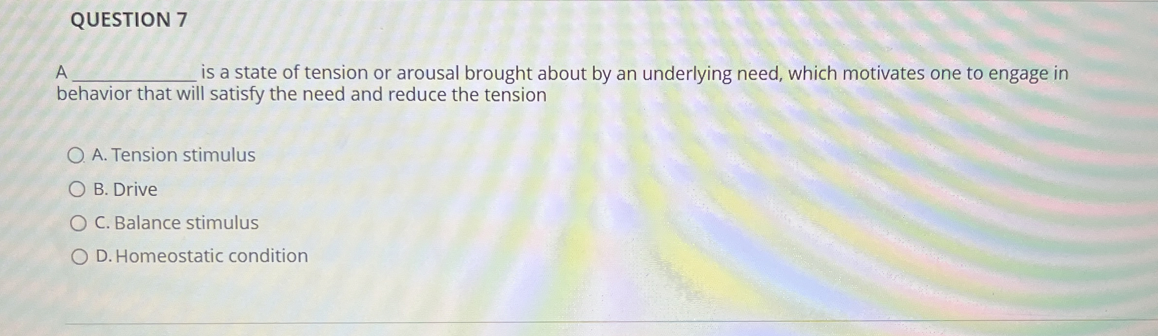 Solved QUESTION 7A q, ﻿is a state of tension or arousal | Chegg.com