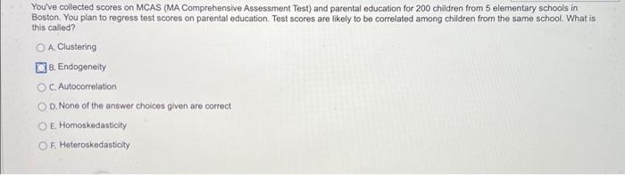Solved You've collected scores on MCAS (MA Comprehensive | Chegg.com