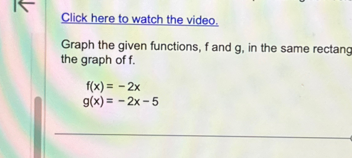 Solved Click here to watch the video.Graph the given | Chegg.com