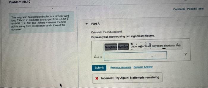 Solved Problem 29.10 Constants Periodic Table The magnetic | Chegg.com