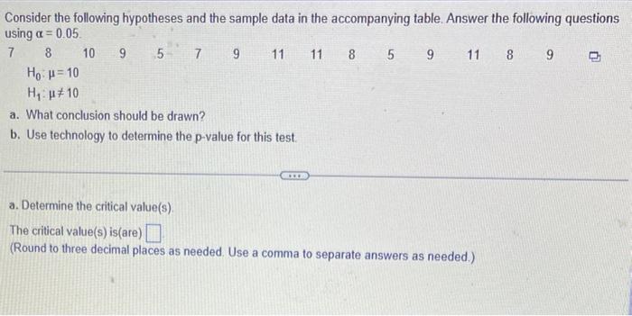 Solved Consider the following hypotheses and the sample data | Chegg.com