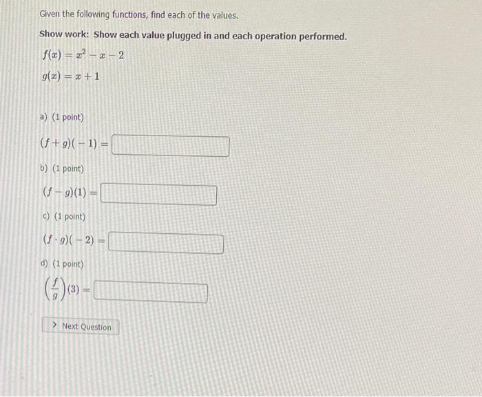 Solved Given the following functions, find each of the | Chegg.com