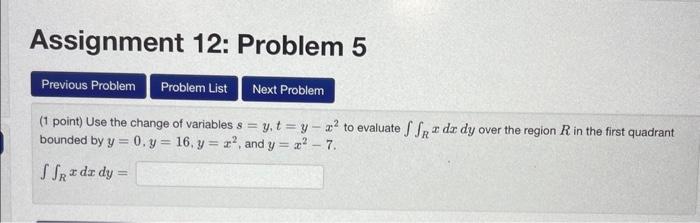 Solved (1 point) Compute the Jacobian for the change of | Chegg.com
