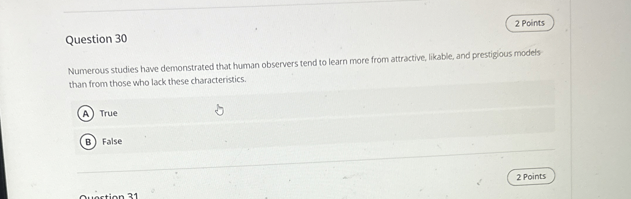 Solved 2 ﻿PointsQuestion 30Numerous studies have | Chegg.com
