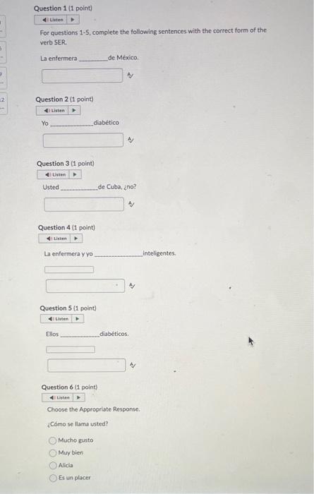 Question 1 (1 point) For questions 1-5, complete the | Chegg.com