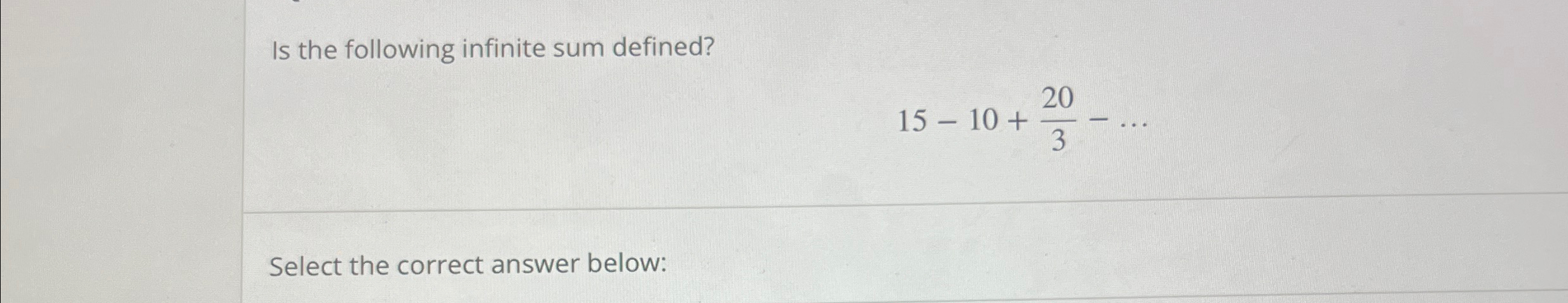 Solved Is the following infinite sum | Chegg.com