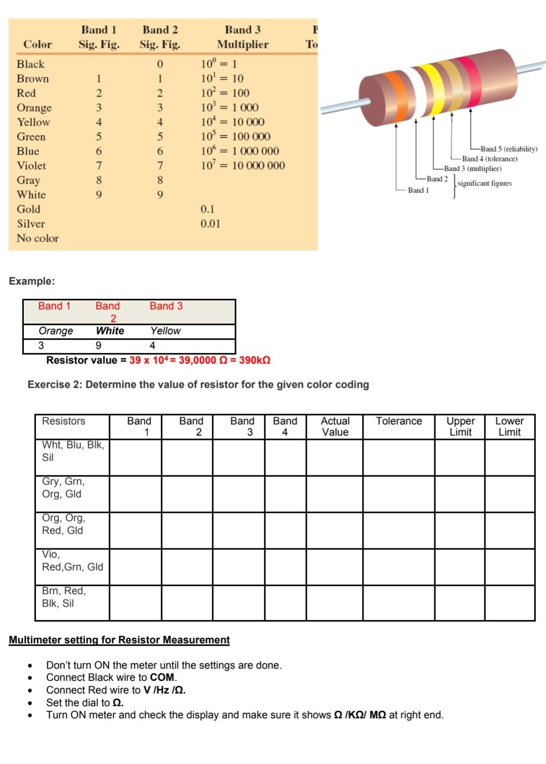 Solved Experiment No. 02 Number Representation and Resistor | Chegg.com