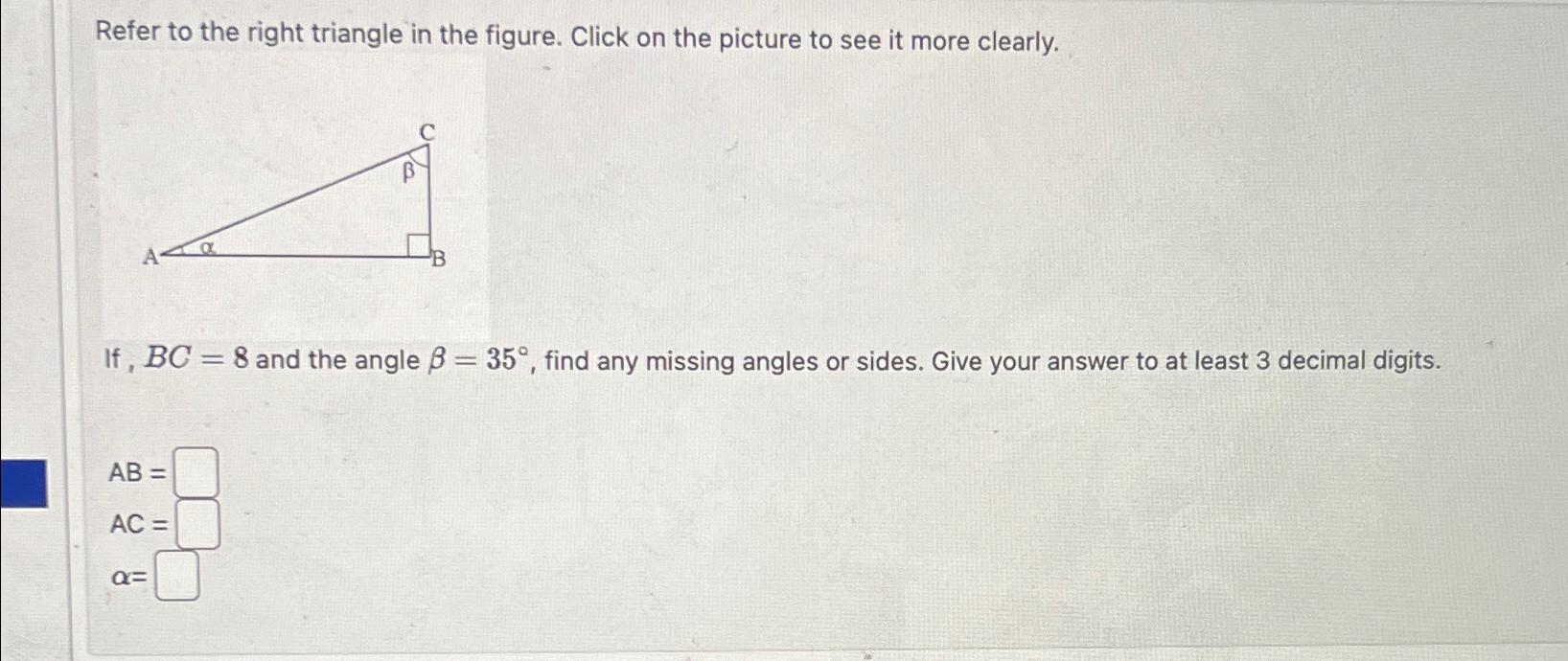 Solved Refer to the right triangle in the figure. Click on | Chegg.com