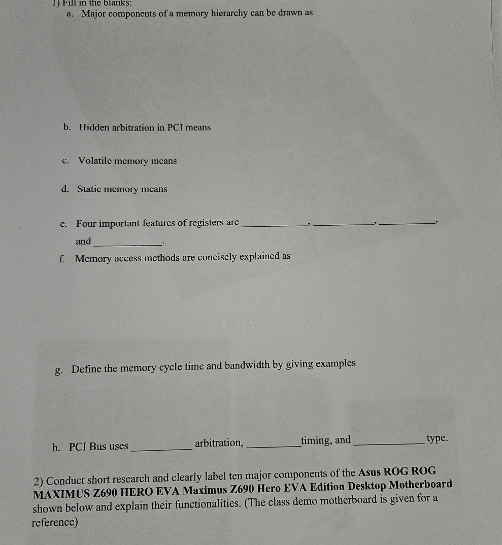 Solved Fill in the blanks:a. ﻿Major components of a memory | Chegg.com