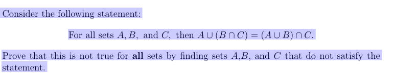 Solved Consider the following statement:For all sets A,B, | Chegg.com
