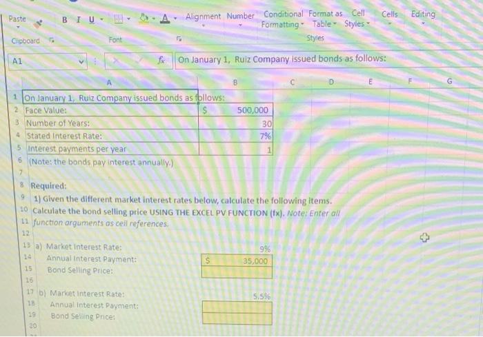 Solved AL ANSWERS MUST BE IN EXCEL FORMULA!! Very confused | Chegg.com