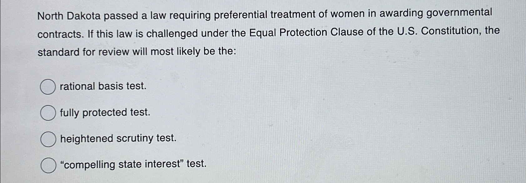 Solved North Dakota passed a law requiring preferential | Chegg.com