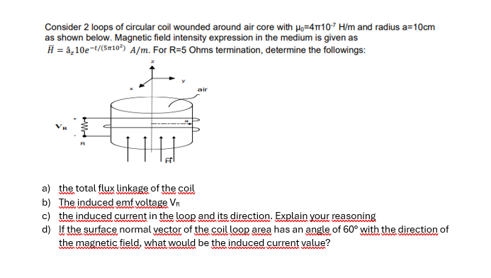 Solved Consider 2 ﻿loops of circular coil wounded around air | Chegg.com