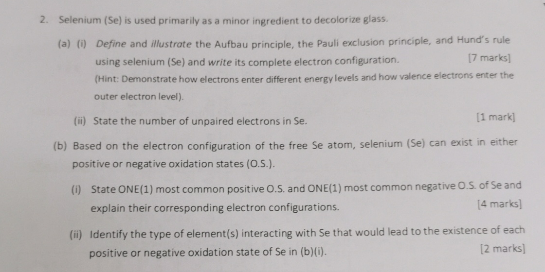 Solved by an EXPERT Selenium ( ﻿Se ) ﻿is used primarily as a minor | Chegg.com