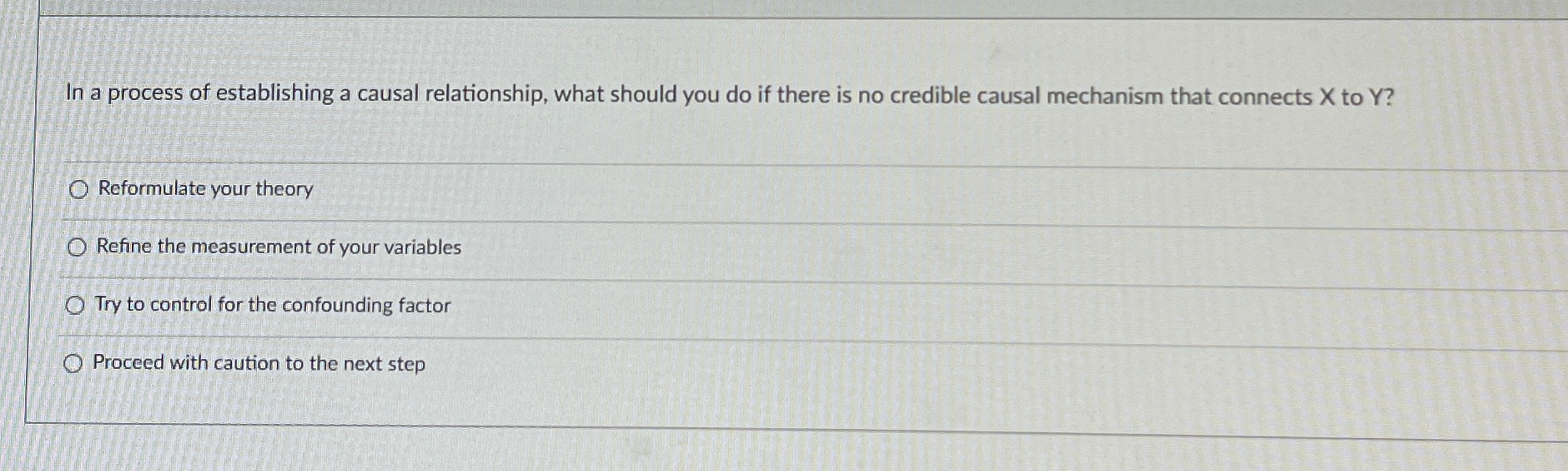 Solved In a process of establishing a causal relationship, | Chegg.com