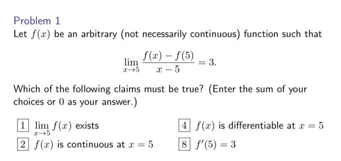 Solved Problem 1 Let f(x) be an arbitrary (not necessarily | Chegg.com