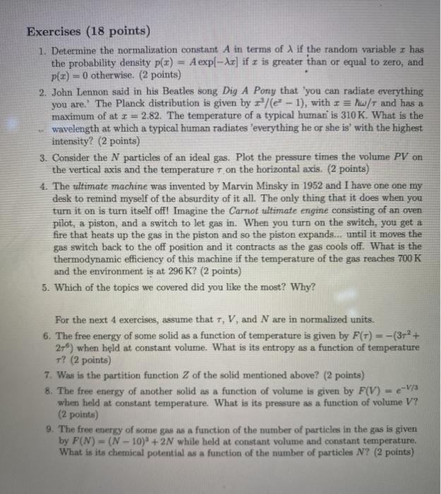 Solved Exercises 18 Points 1 Determine The Normalization