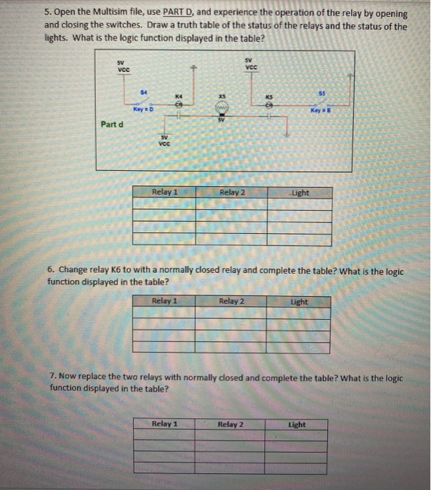 Solved 5. Open the Multisim file, use PART D, and experience | Chegg.com
