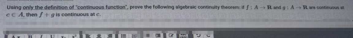 Solved Using only the definition of "continuous function", | Chegg.com