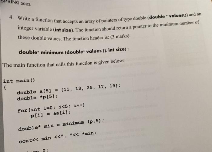 Solved NG 2022 . 4. Write a function that accepts an array | Chegg.com