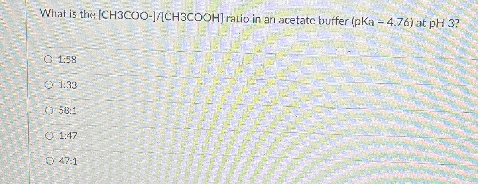 Solved What is the CH3COO -CH3COO H ﻿ratio in an acetate | Chegg.com