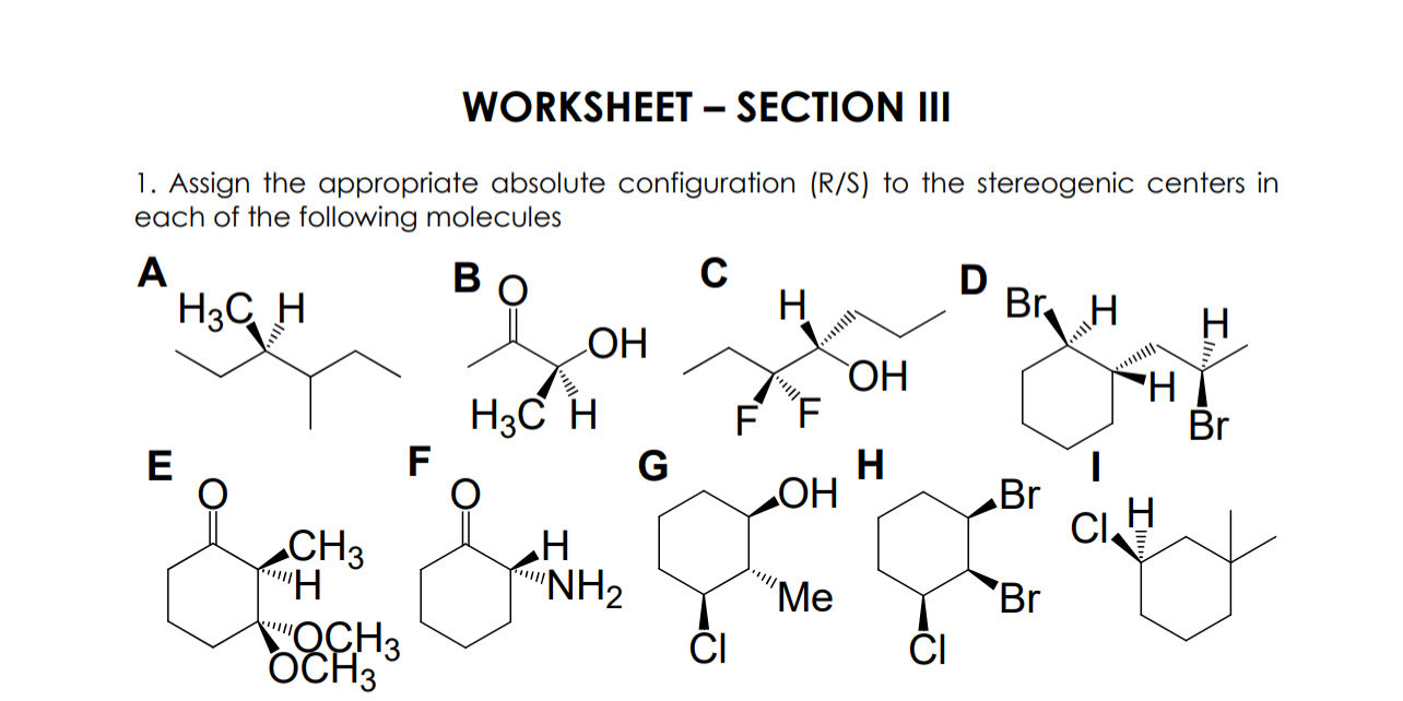 Solved WORKSHEET - ﻿SECTION IIIAssign the appropriate | Chegg.com