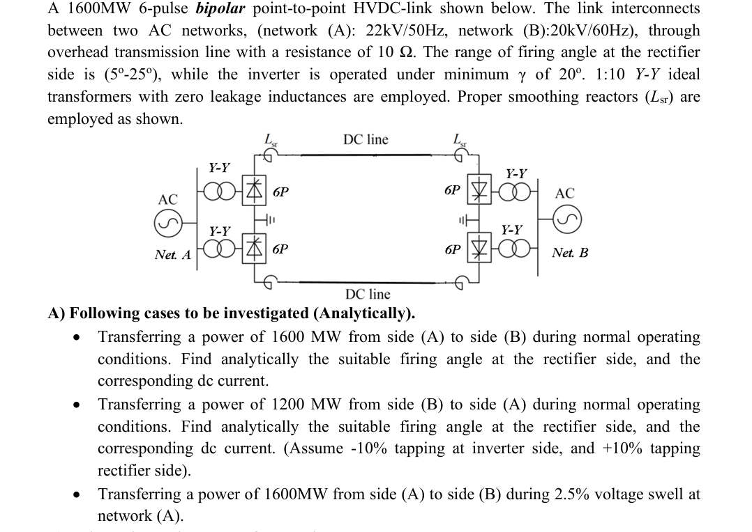 A 1600mw 6 Pulse Bipolar Point To Point Hvdc Link