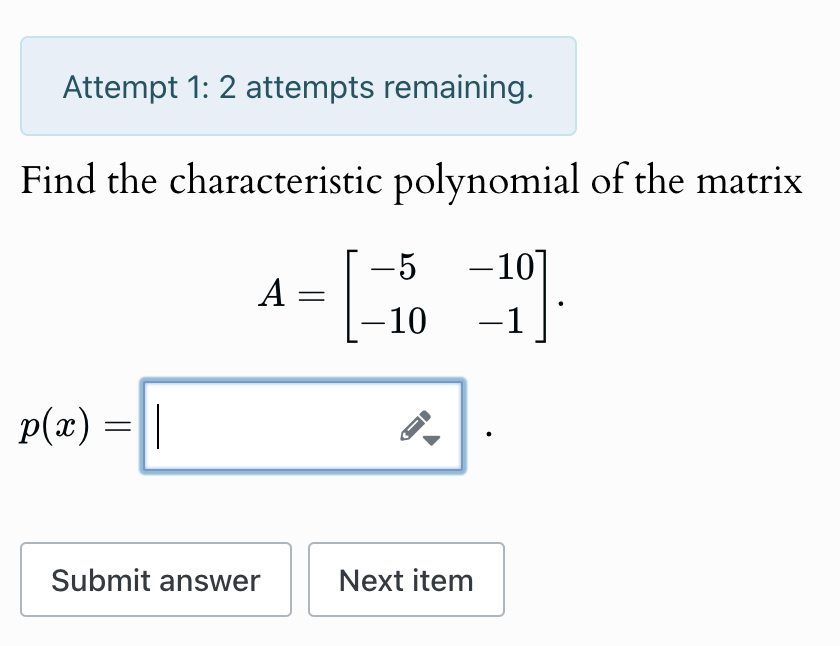 Solved Attempt 1: 2 ﻿attempts remaining.Find the | Chegg.com