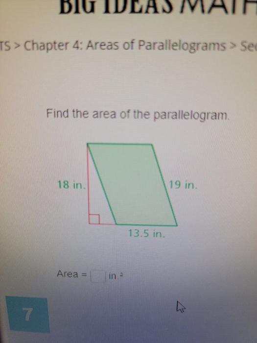 Solved IS > Chapter 4: Areas of Parallelograms > Se Find the | Chegg.com