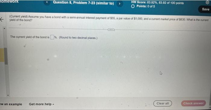 Solved (Current yield) Assume you have a bond with a | Chegg.com