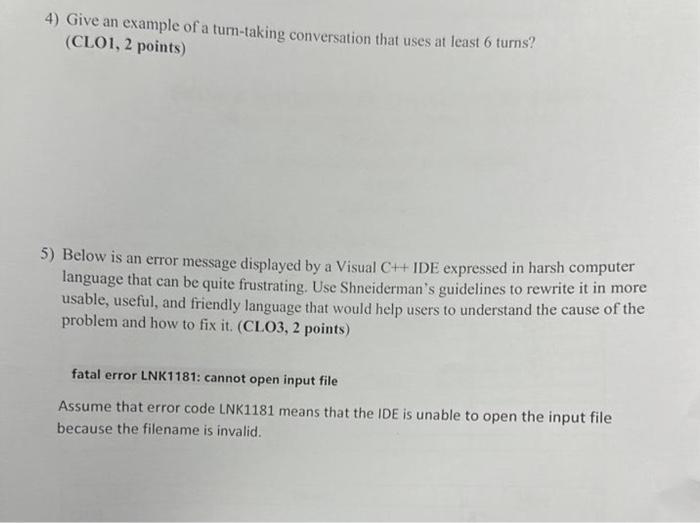 4) Give an example of a turn-taking conversation that | Chegg.com