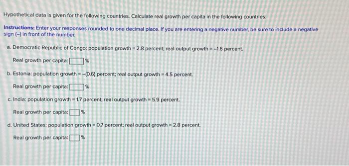 Solved Hypothetical data is given for the following | Chegg.com