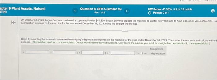 Solved apter 9 Plant Assets, Natural d Int Question 8, SF9-5 | Chegg.com