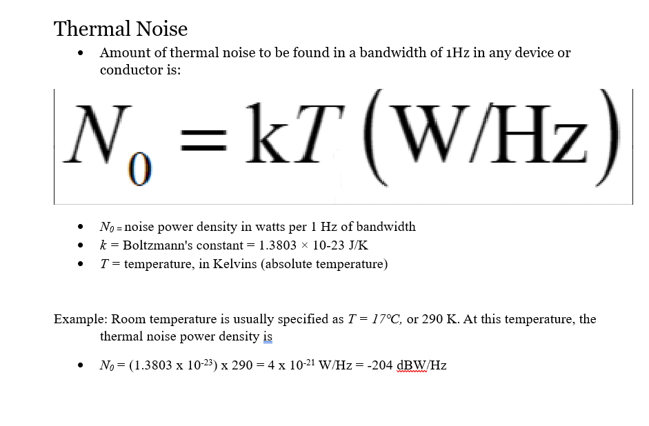 Solved Calculate the thermal noise level at a receiver’s | Chegg.com