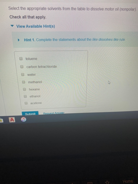 Solved Common laboratory solvents are shown below. Common | Chegg.com