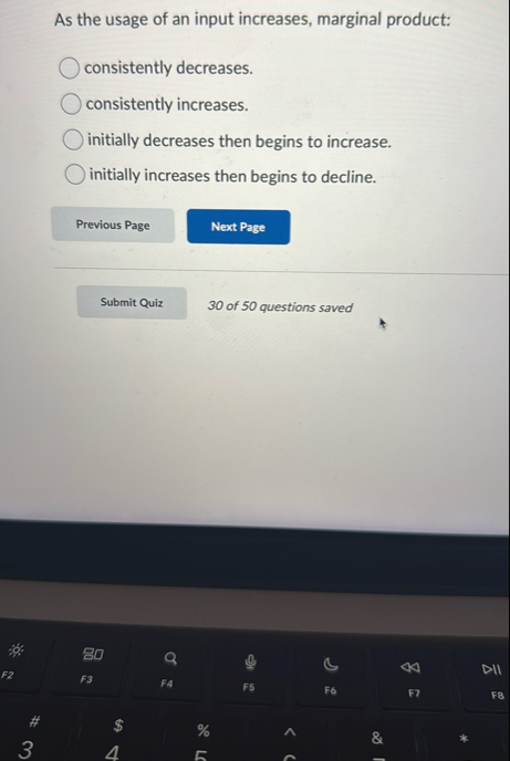 Solved As the usage of an input increases, marginal | Chegg.com