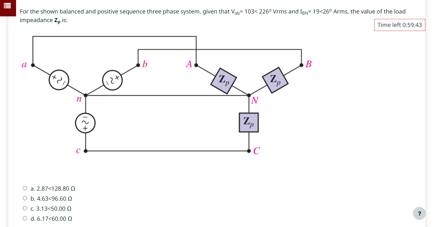 Solved For the shown balanced and positive sequence three | Chegg.com
