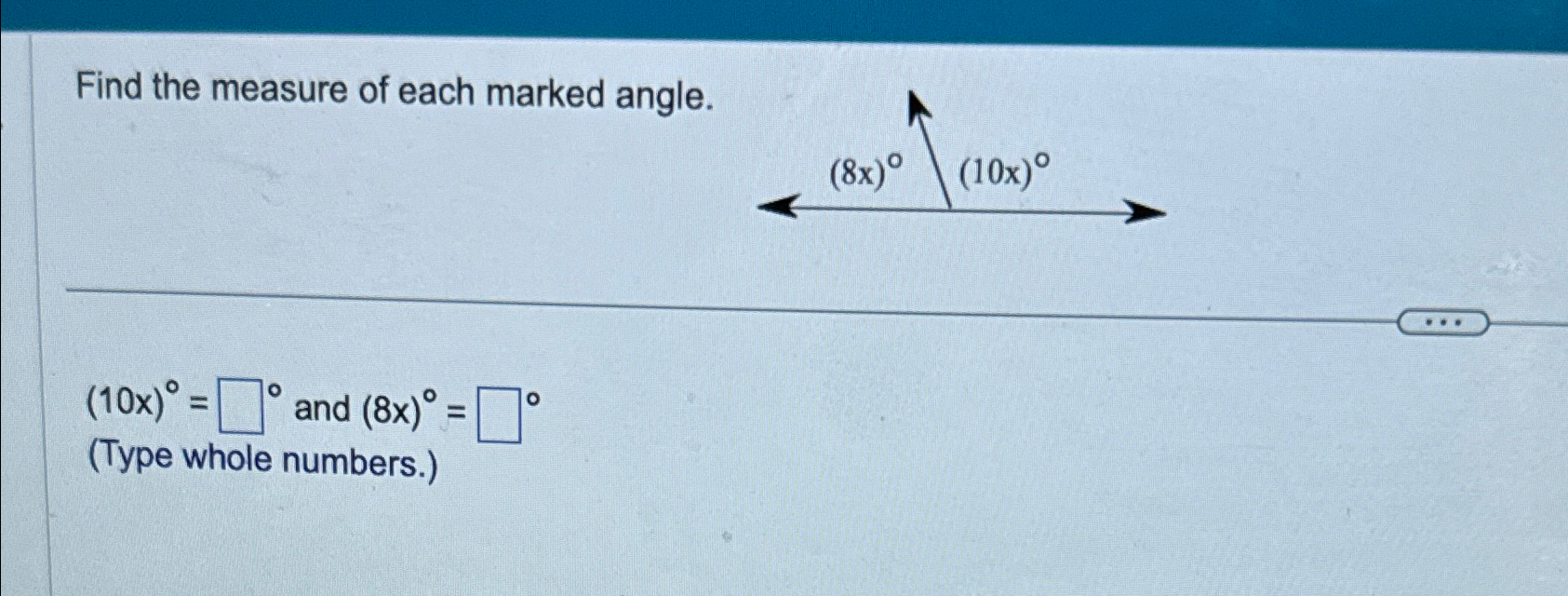 Solved Find the measure of each marked angle.(10x)°=,@ and | Chegg.com