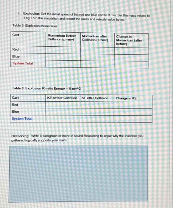 Solved c. Explosion: Set the initial speed of the red and | Chegg.com
