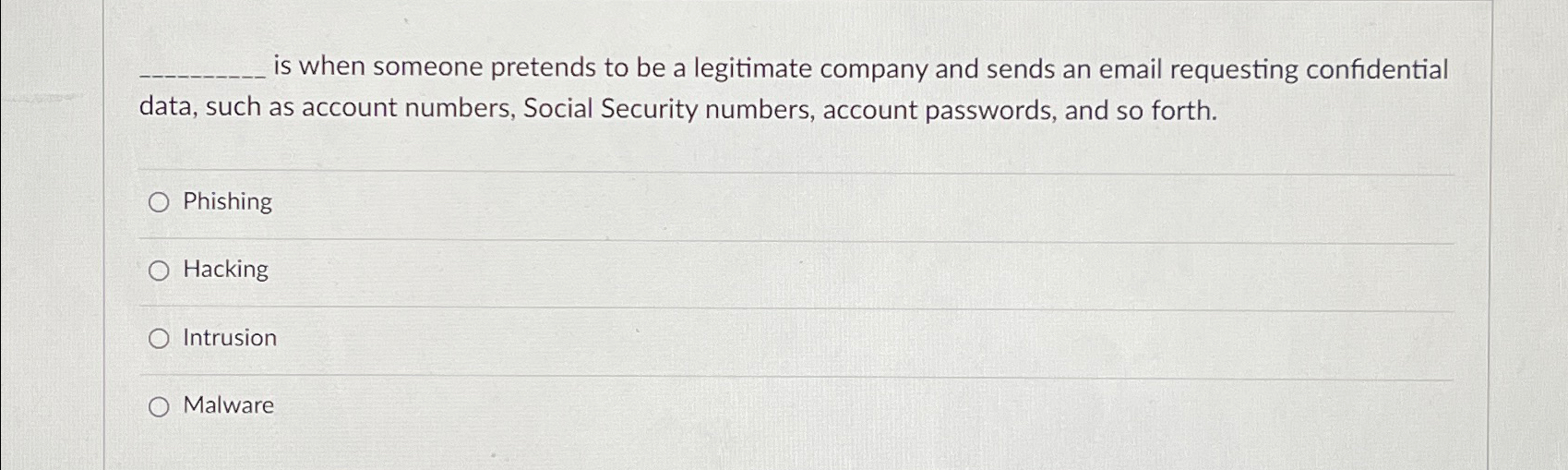 Solved is when someone pretends to be a legitimate company | Chegg.com