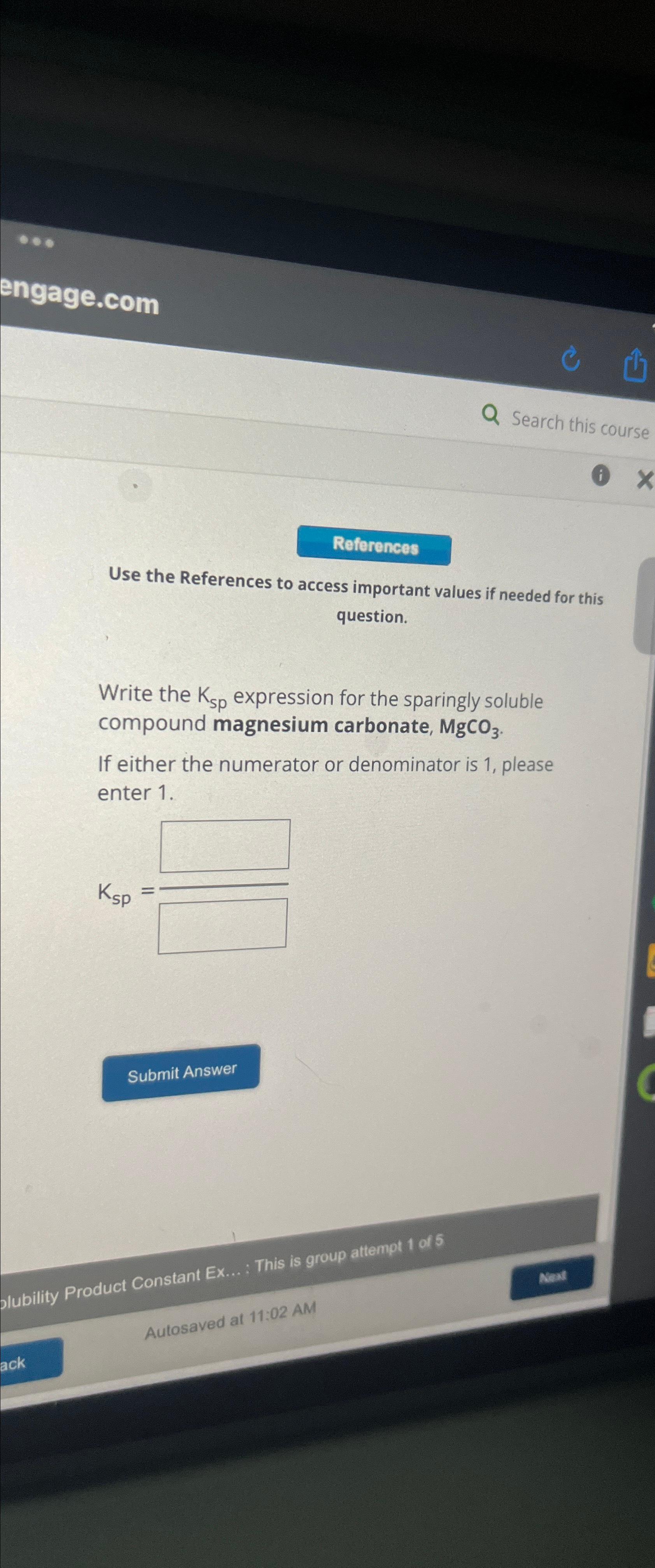 Solved Search this courseUse the References to access | Chegg.com